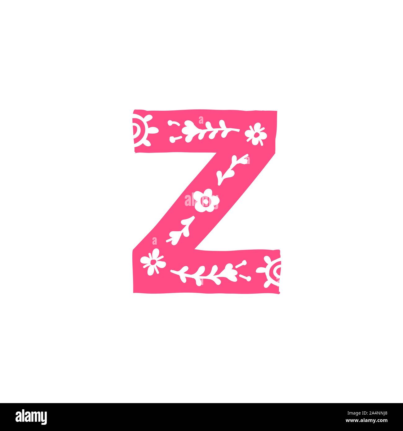 Letter z. Vector. Pink letter with ornament. Applique for clothes. Logo ...
