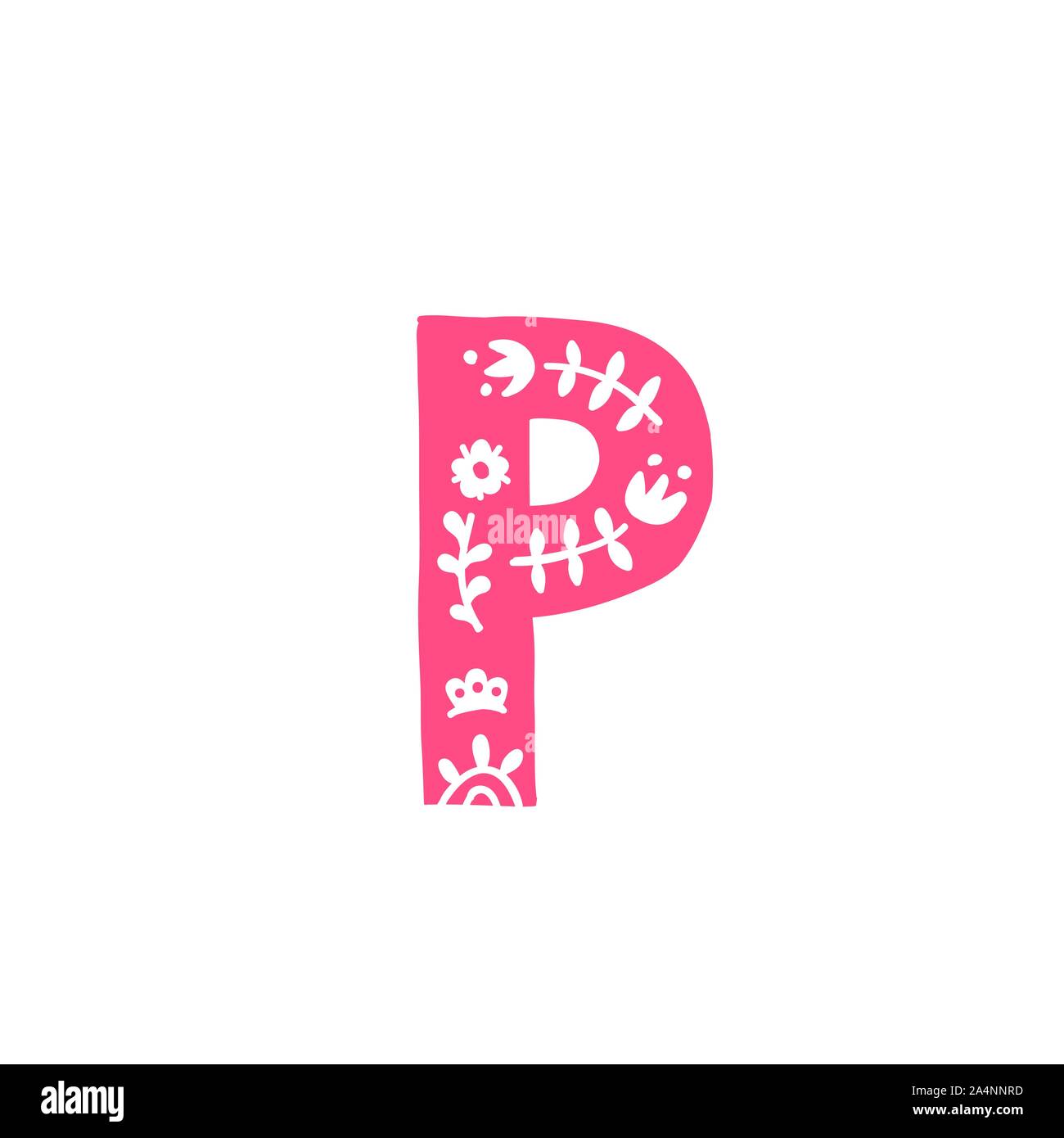 Letter P. Vector. Pink letter with ornament. Applique for clothes. Logo ...