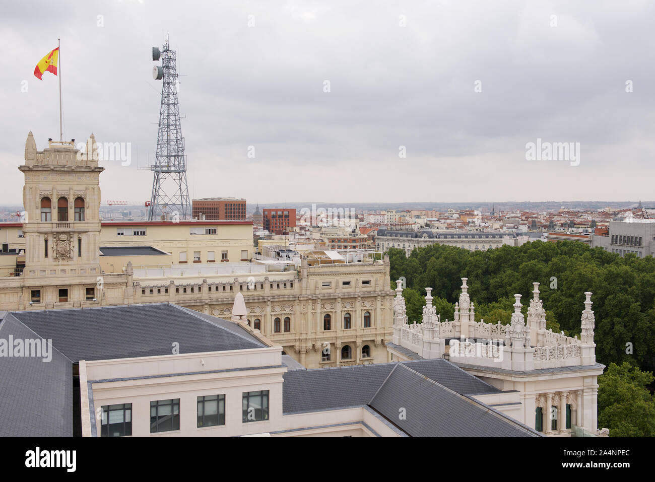 Rooftop view of Madrid from The Cibeles Palace Stock Photo - Alamy