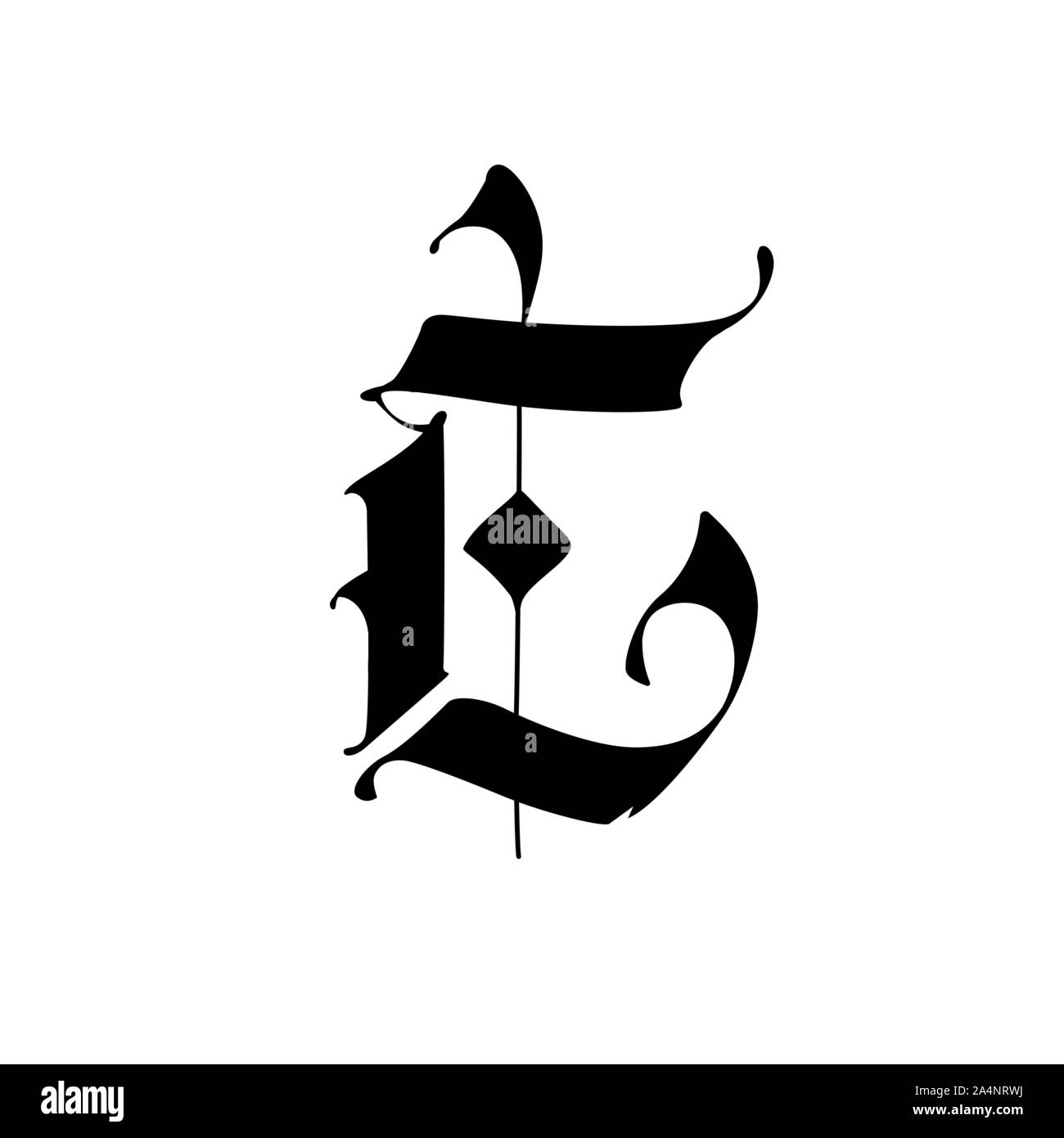Letter E, in the Gothic style. Vector. Alphabet. The symbol is isolated ...