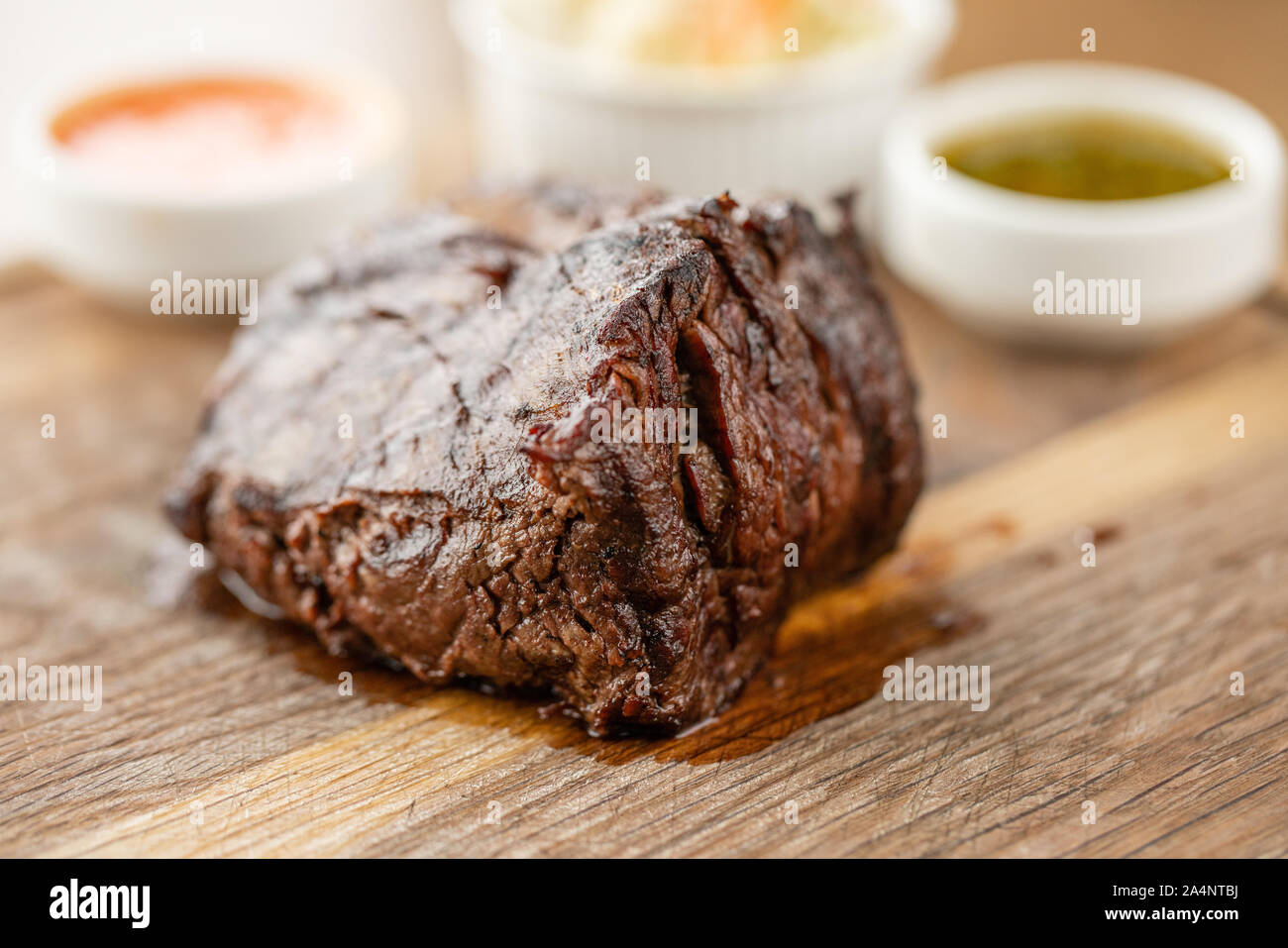 Fried dry aged beef fillet chateaubriand medallion steak natural with ...