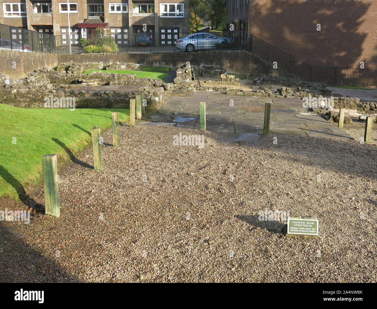 The well-preserved remains of a Roman bath house are laid out at this ...