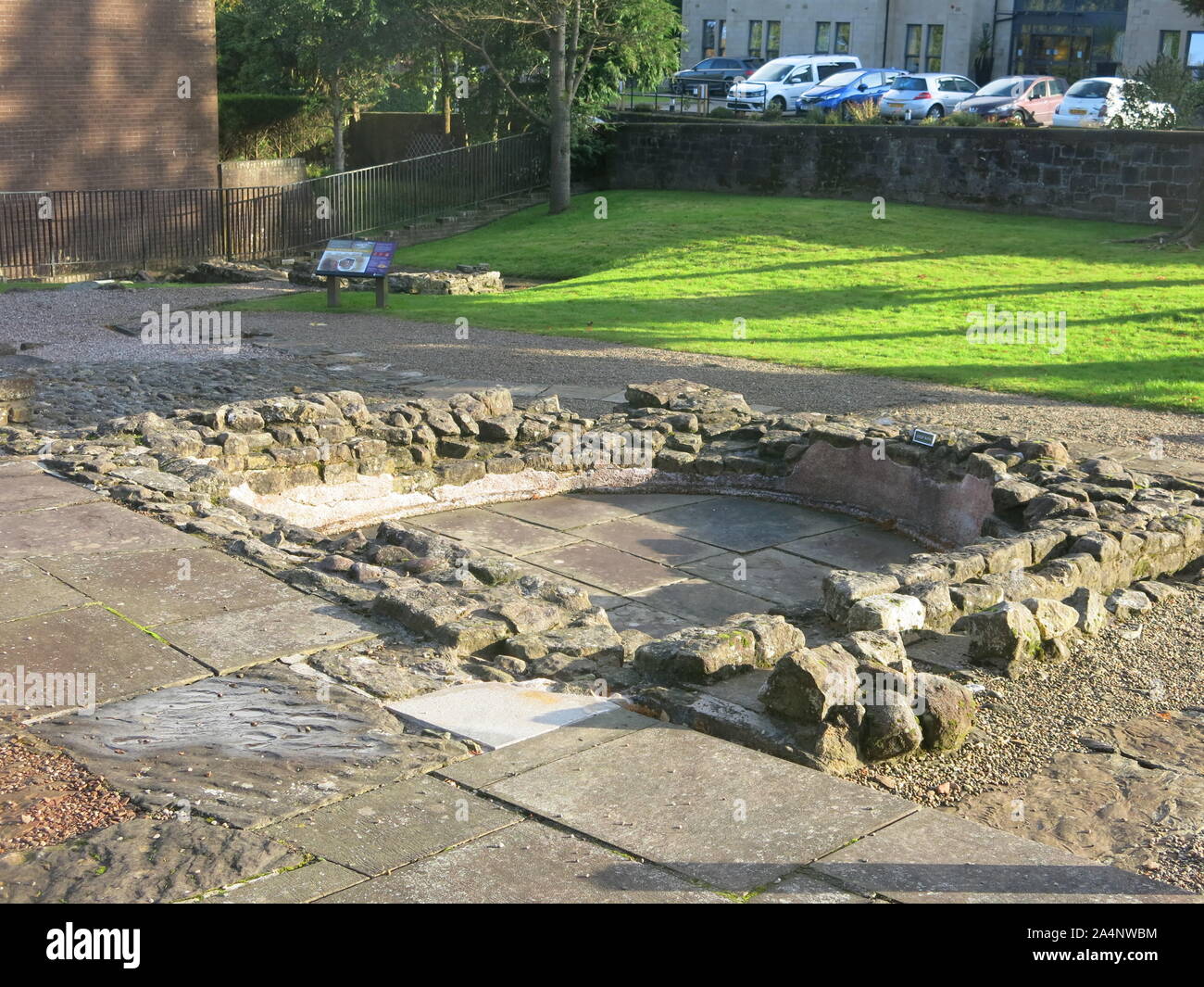 The well-preserved remains of a Roman bath house are laid out at this ...