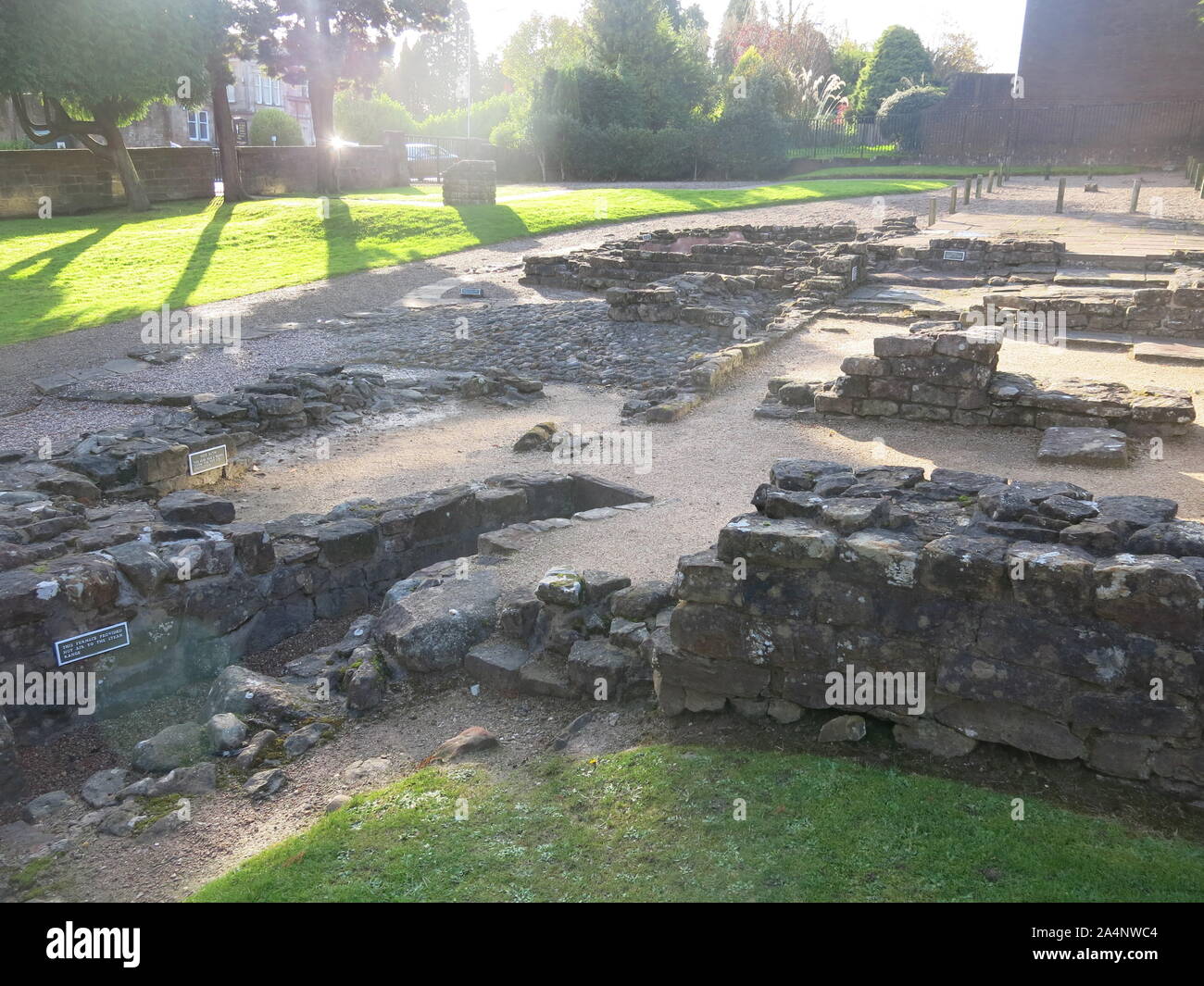 The exposed stone structures clearly indicate the layout and ...