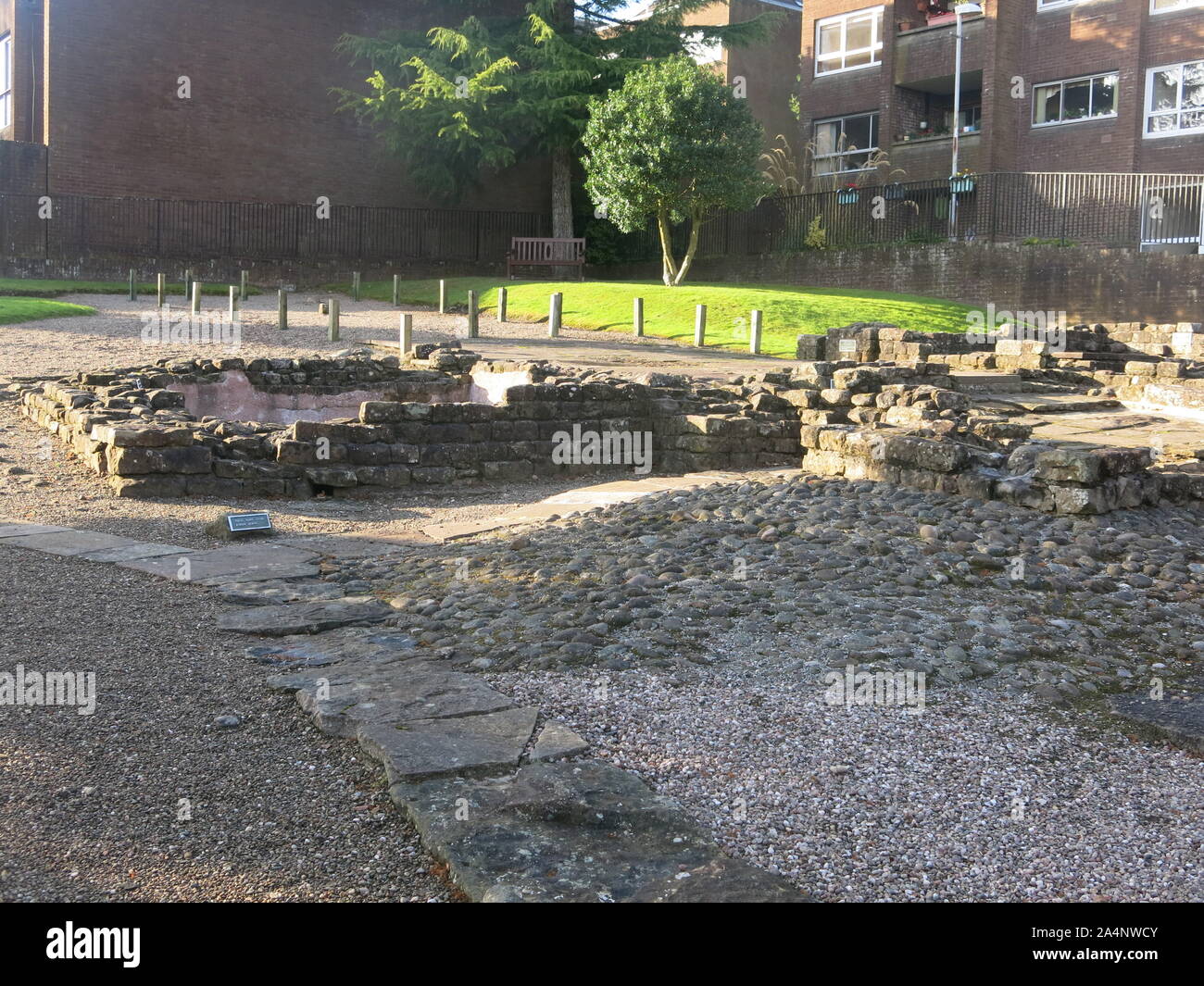 The well-preserved remains of a Roman bath house are laid out at this ...