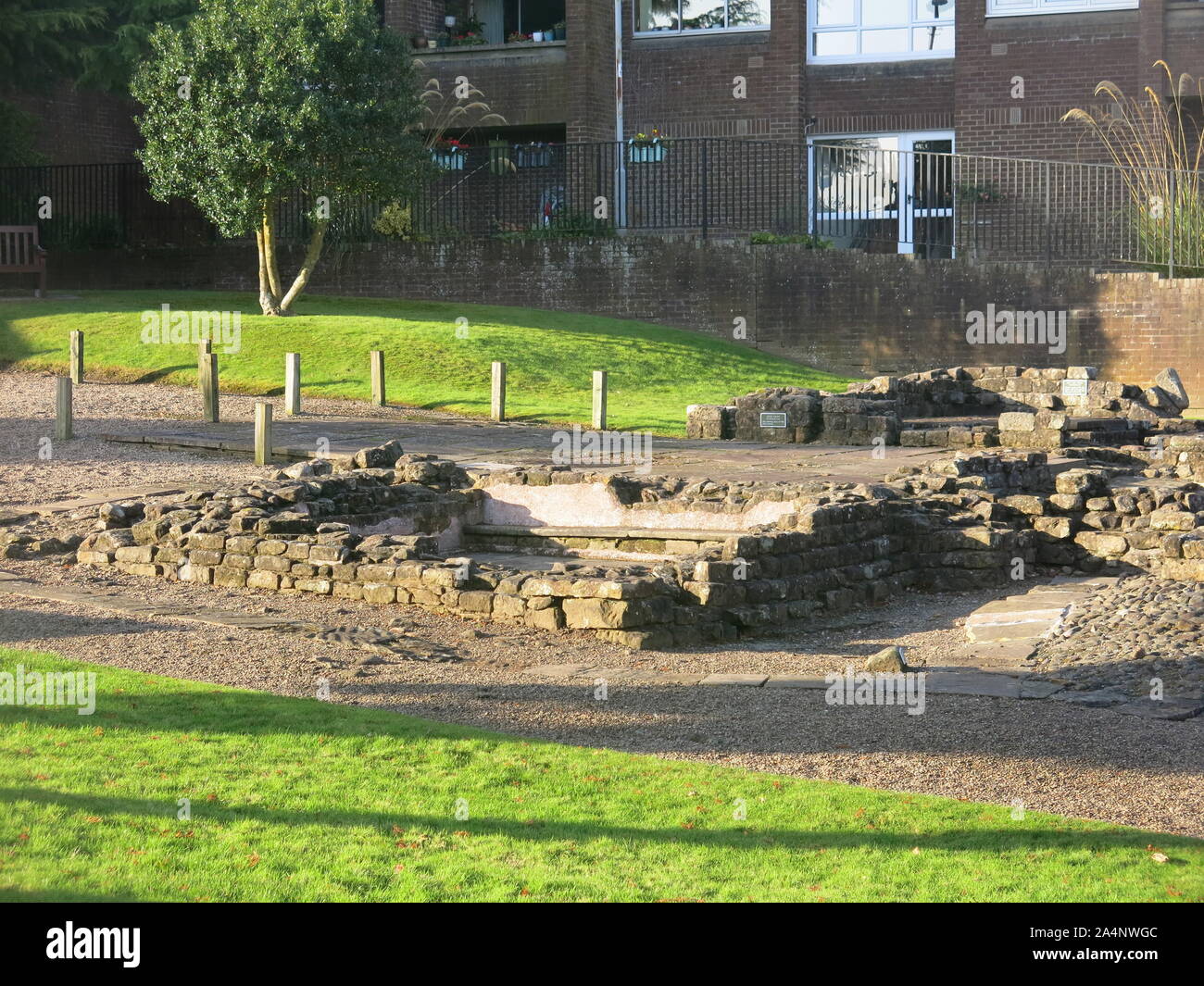 The well-preserved remains of a Roman bath house are laid out at this ...