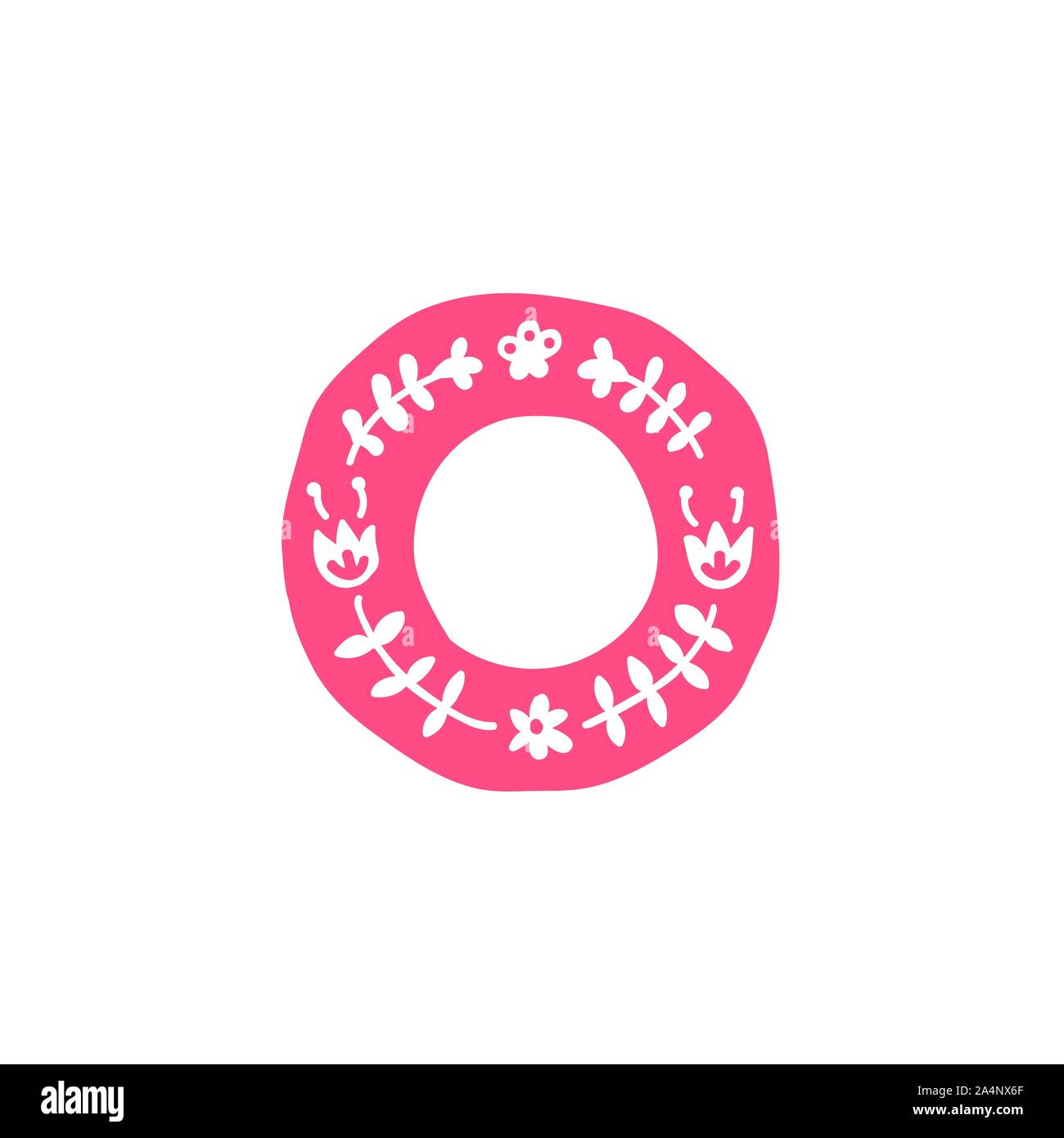 Letter O. Vector. Pink letter with ornament. Applique for clothes. Logo ...