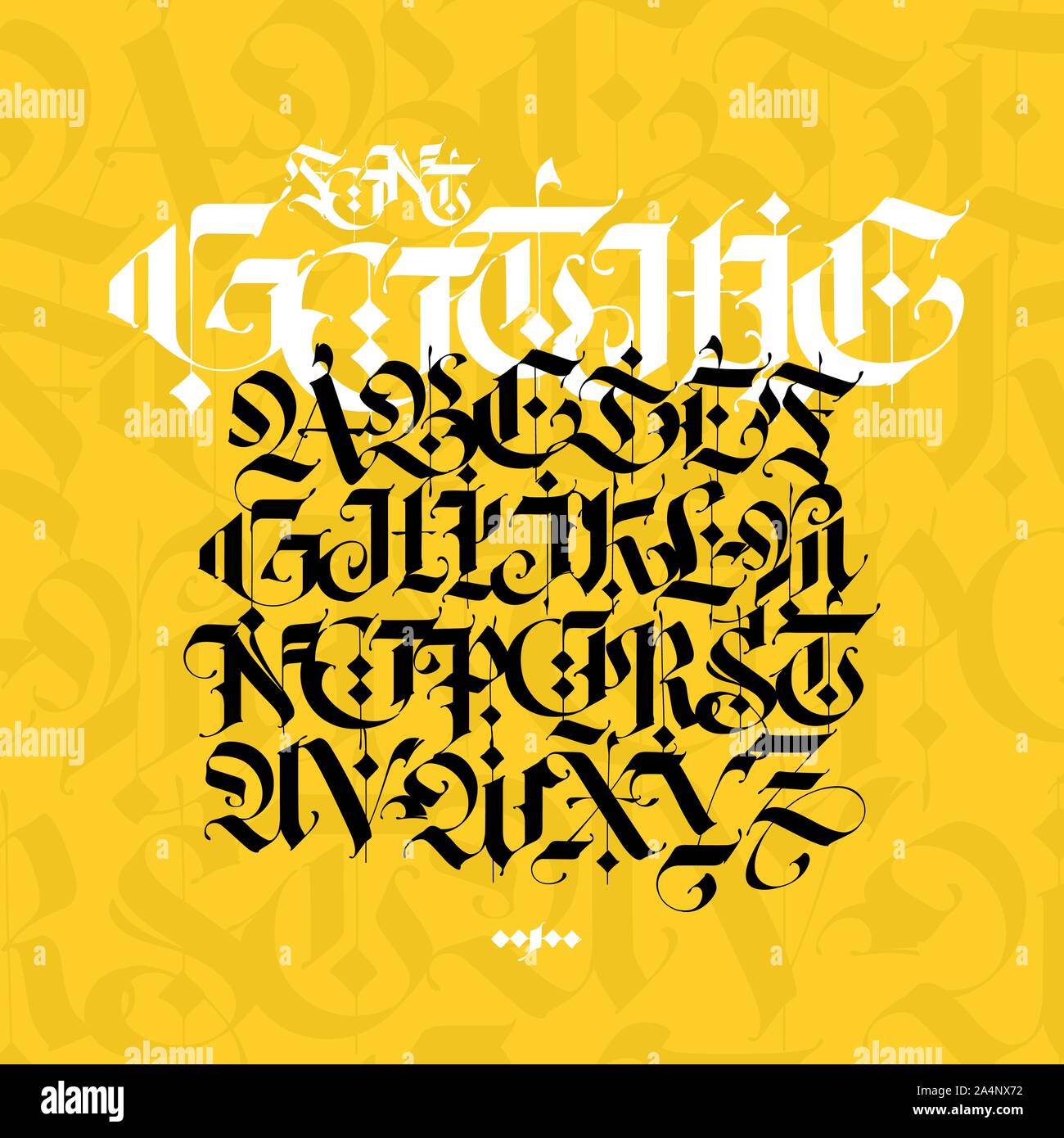 Gothic alphabet. Vector. Modern gothic. Black calligraphic letters on a ...