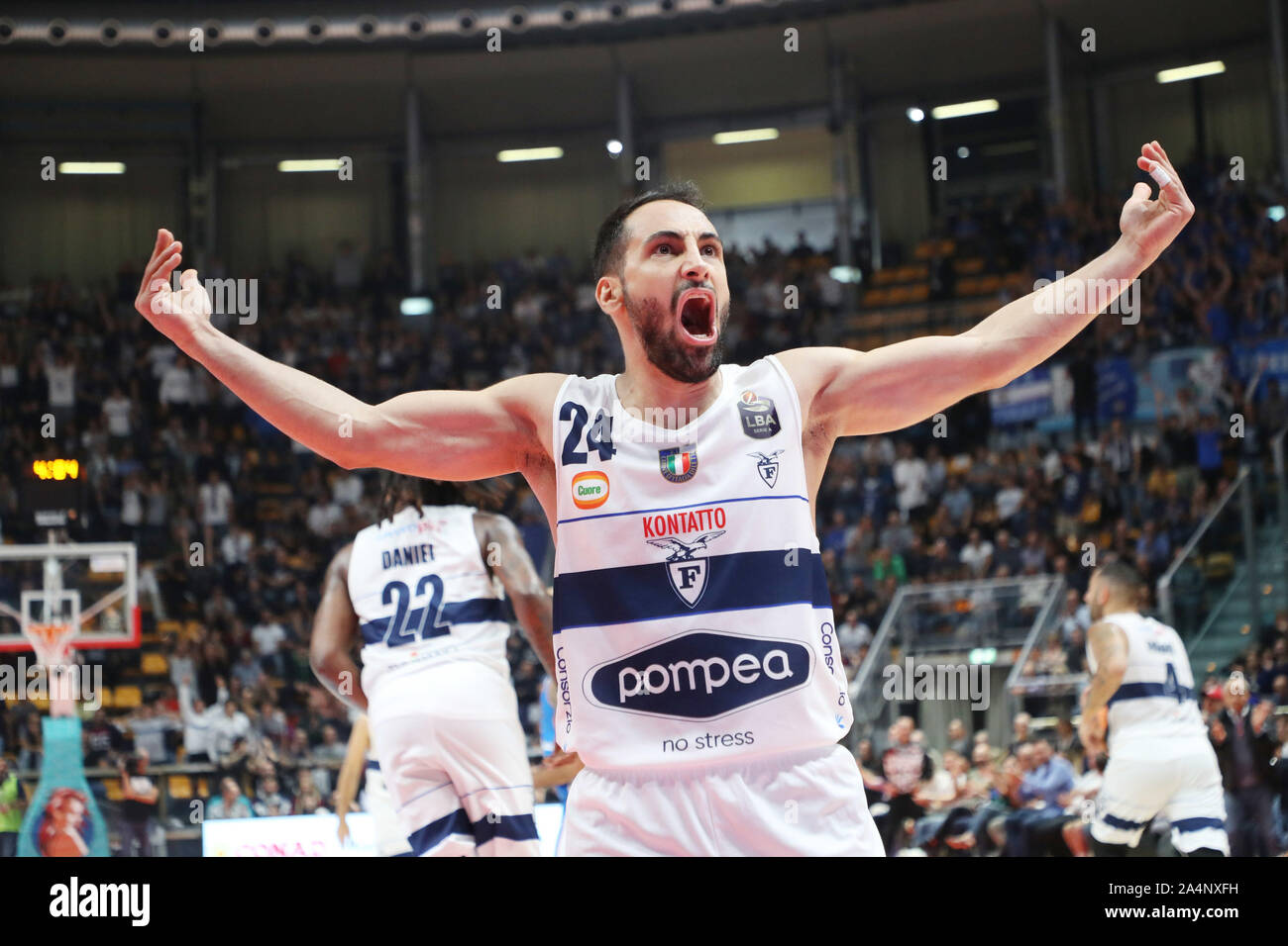 Esultanza of Rok Stipcevic , Fortitudo Pompea Bologna, during Fortitudo ...