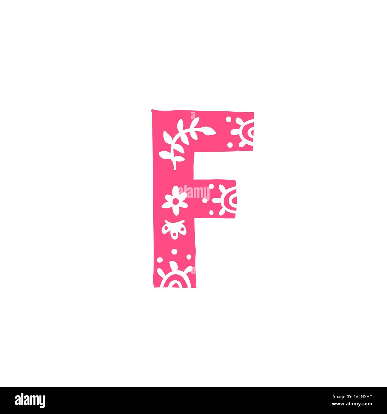 Letter F. Vector. Pink letter with ornament. Applique for clothes. Logo ...