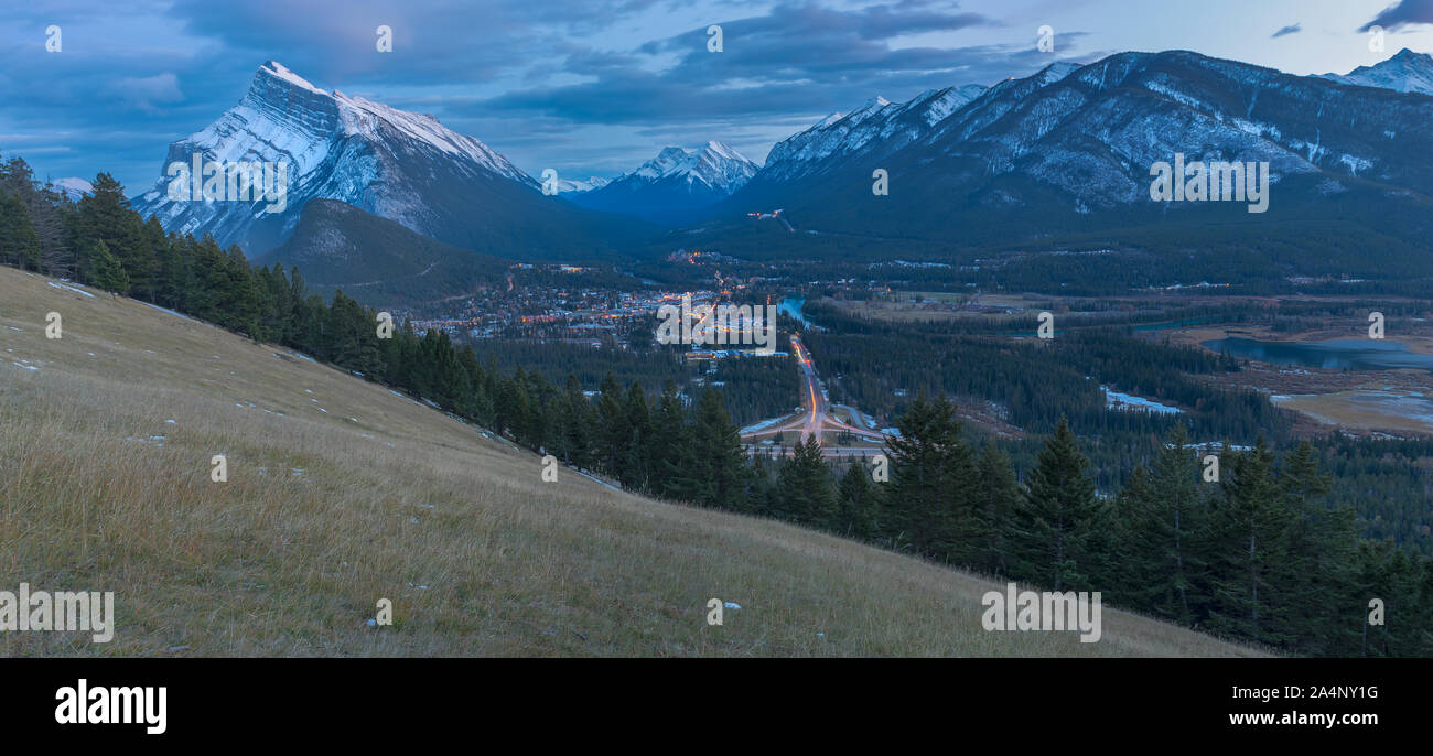 Aerial View of the Town of Banff in Banff National Park Stock Photo - Alamy