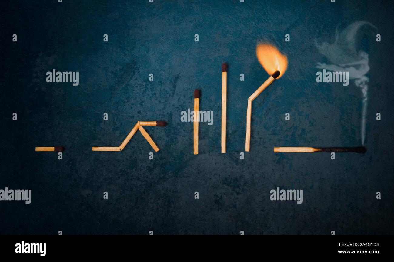 cycle of life conceptual with matchstick’s devolution or evolution ...