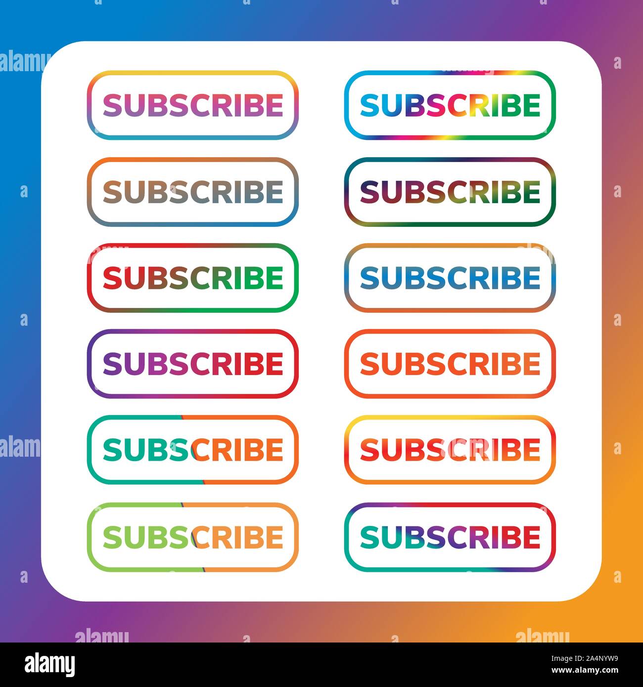 Colorful Subscribe Button For TV Channel or Social Media Stock Vector ...