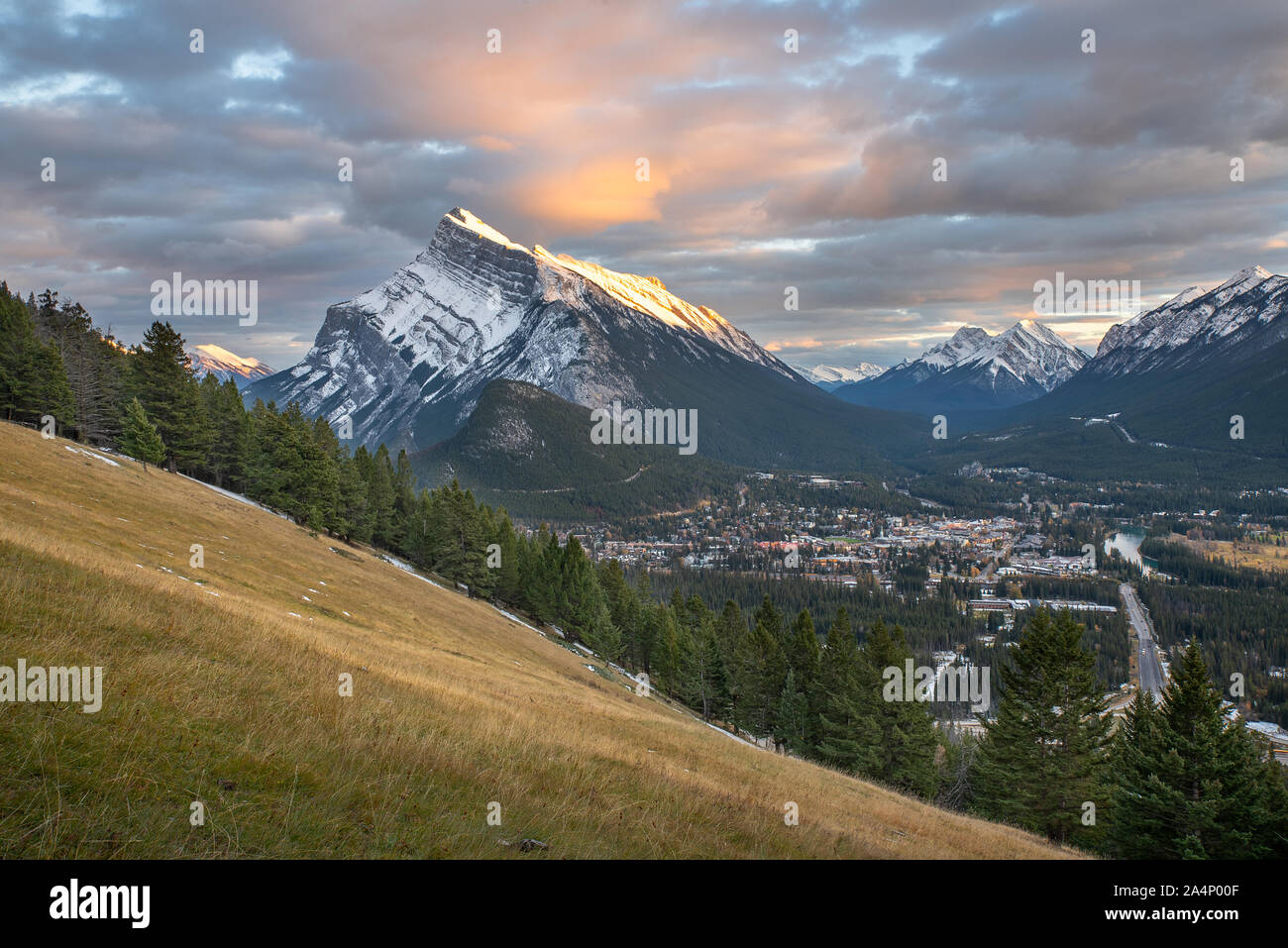Aerial View of the Town of Banff in Banff National Park Stock Photo - Alamy