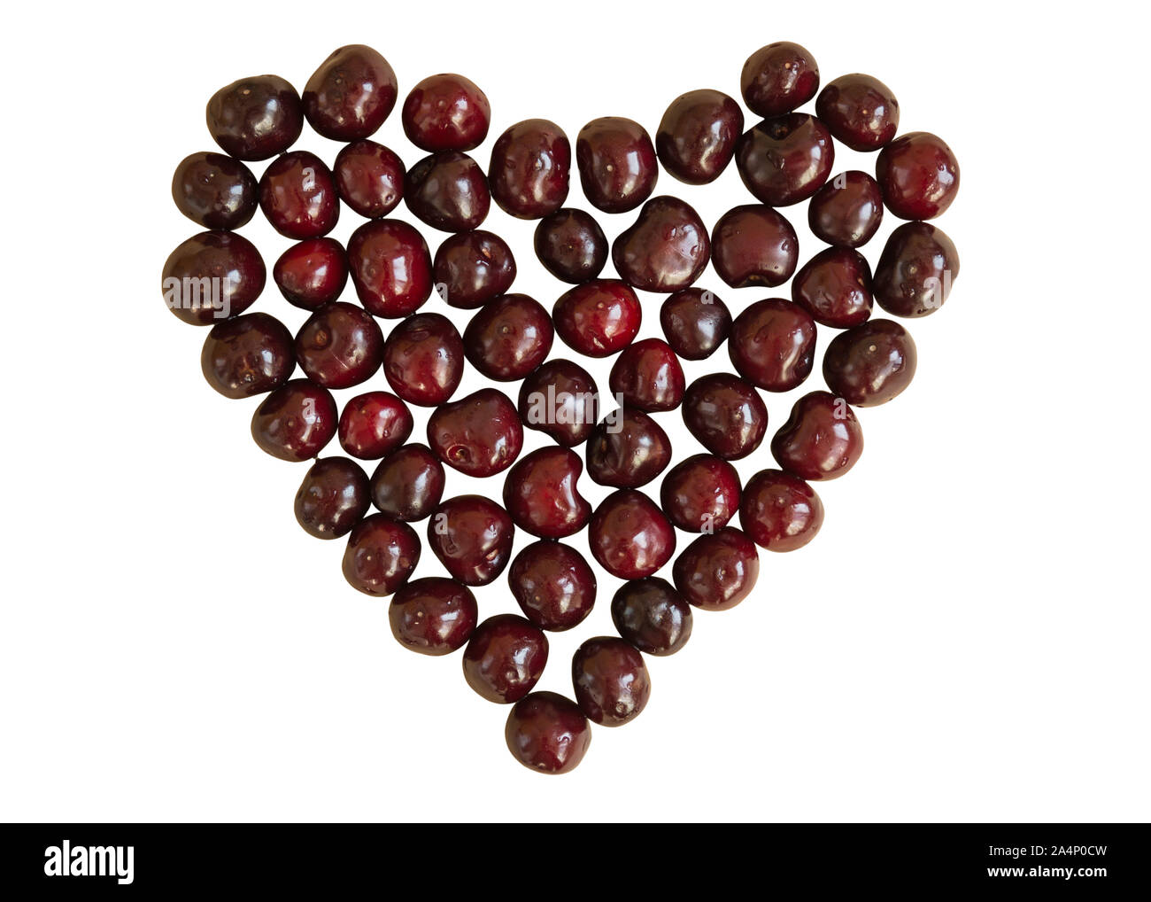 Cherry heart shape isolated on white background. Sweet love concept ...