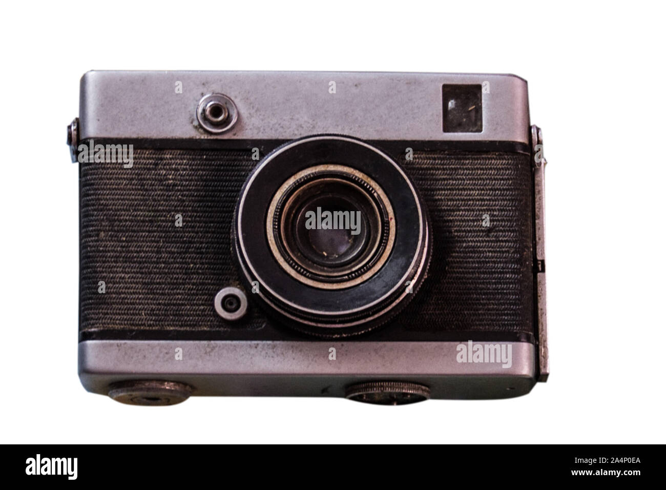 Old retro camera isolated on white background. Vintage classic metal ...