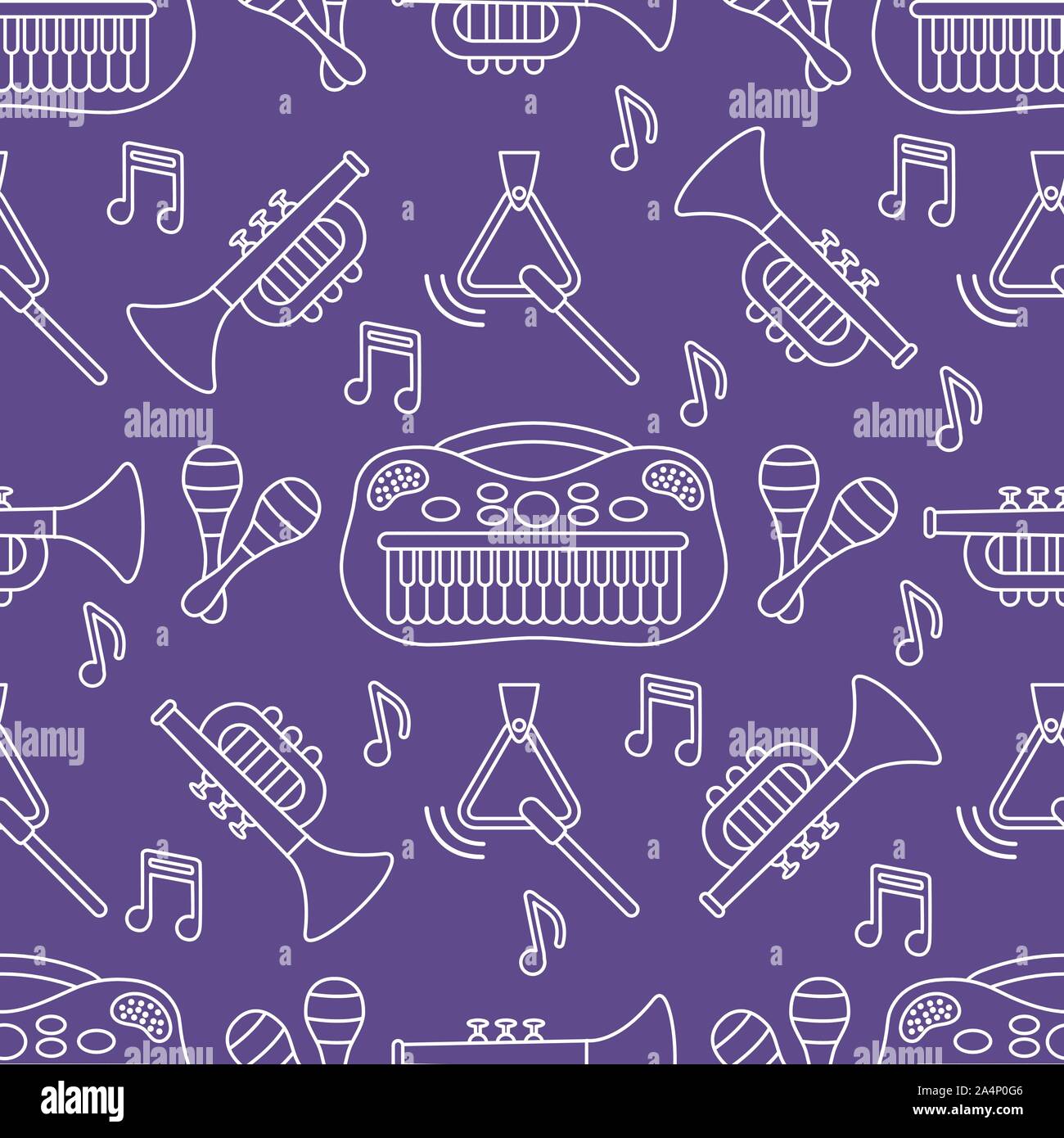 Vector seamless pattern with children's musical toys. Illustration with ...