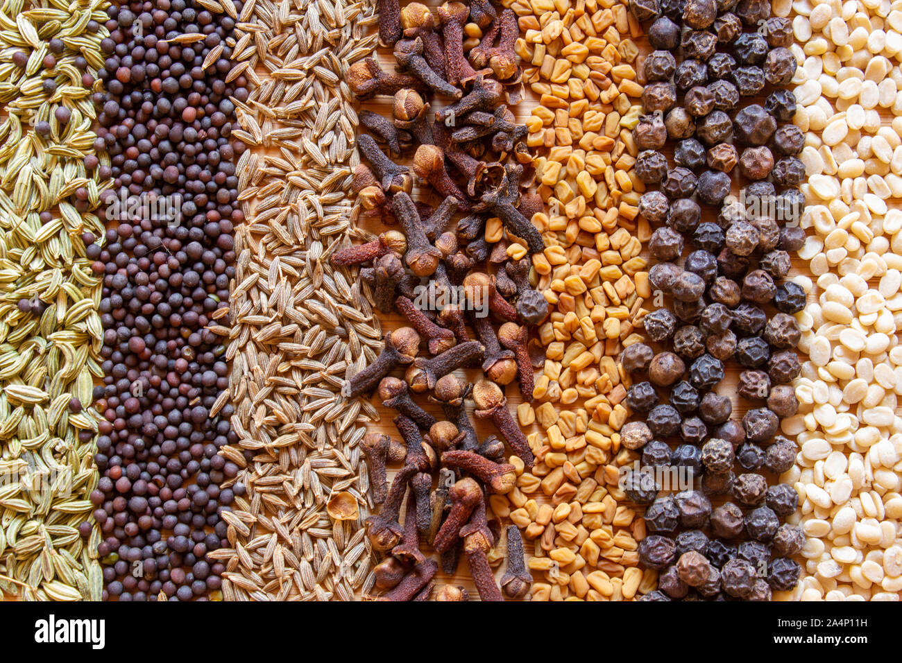 Common ingredients used in indian cooking. Spices and seeds background Stock Photo - Alamy