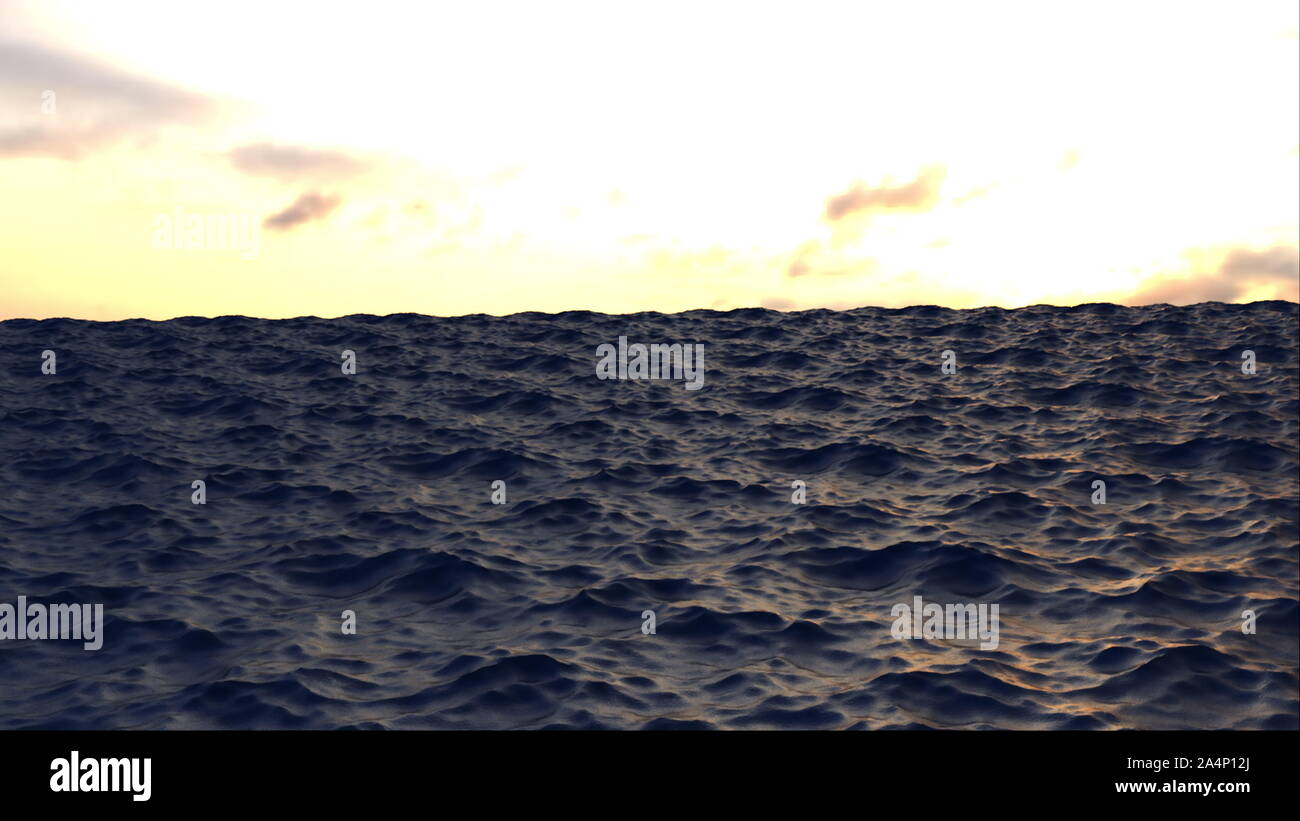 3d rendering background. Ocean surface while calm on a sunny day ...