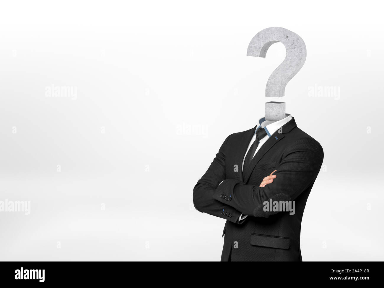 Businessman with question mark instead of head Stock Photo - Alamy