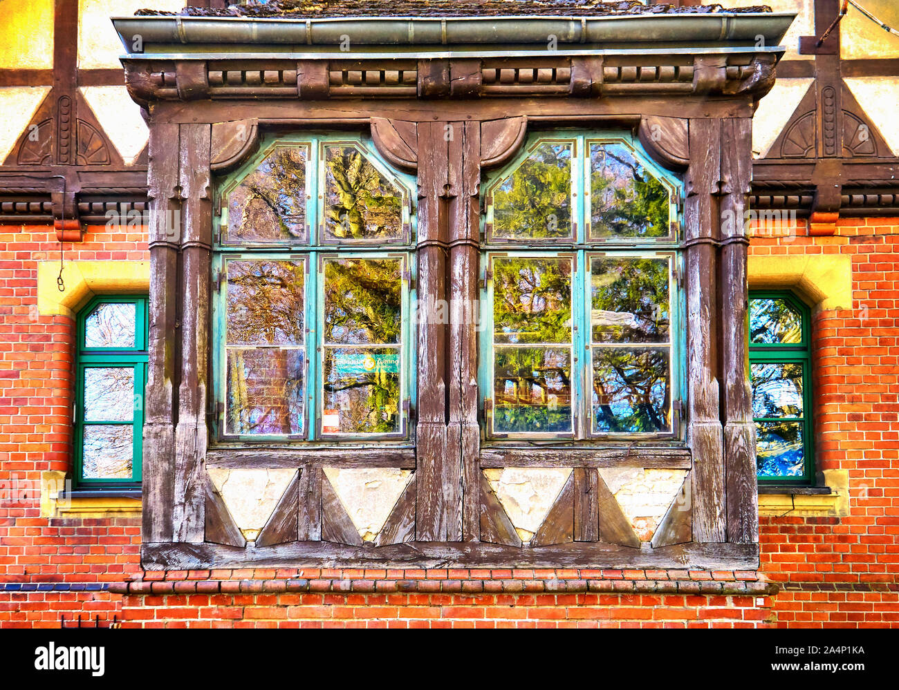 Old window with antique wood window frame Stock Photo - Alamy