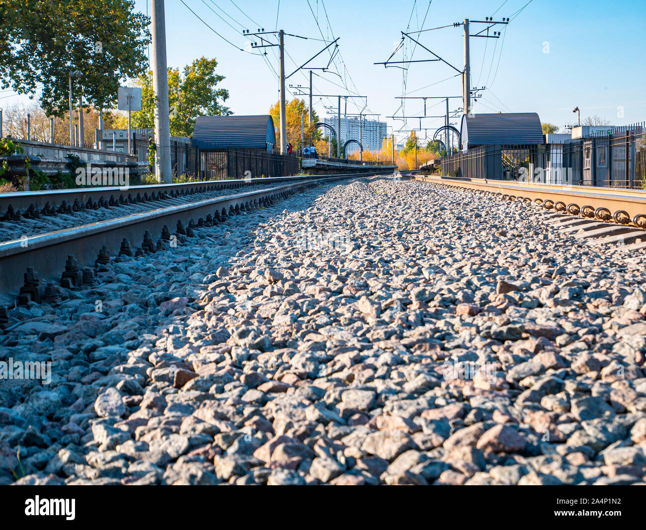 Railway rails for the movement of trains. Railway. Transport Stock ...