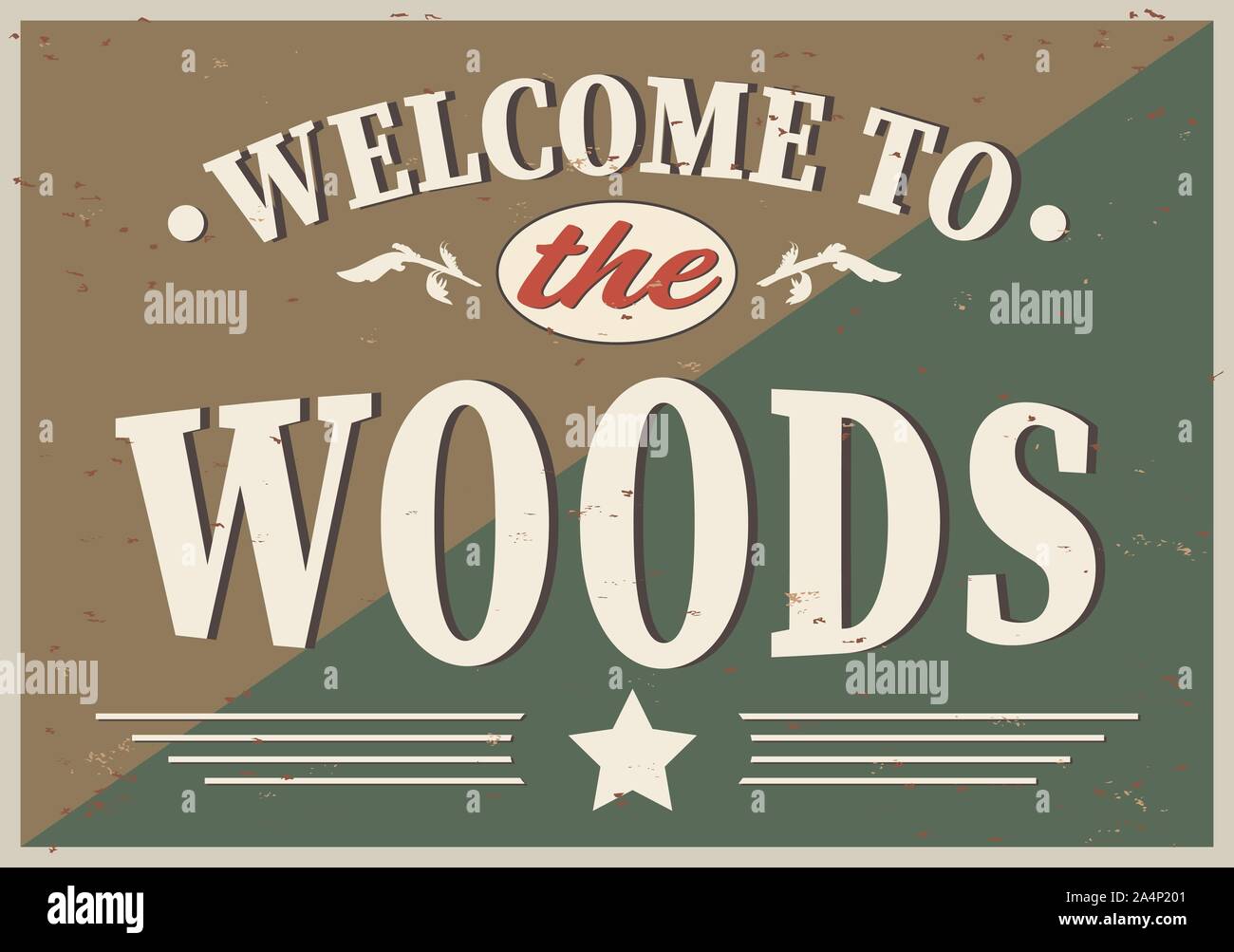 Welcome to the Woods Greeting card, Vector design. Texture effects can ...