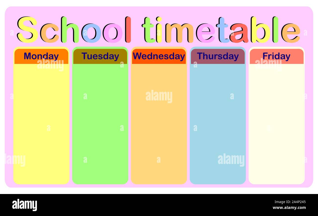 School timetable Cut Out Stock Images & Pictures - Alamy