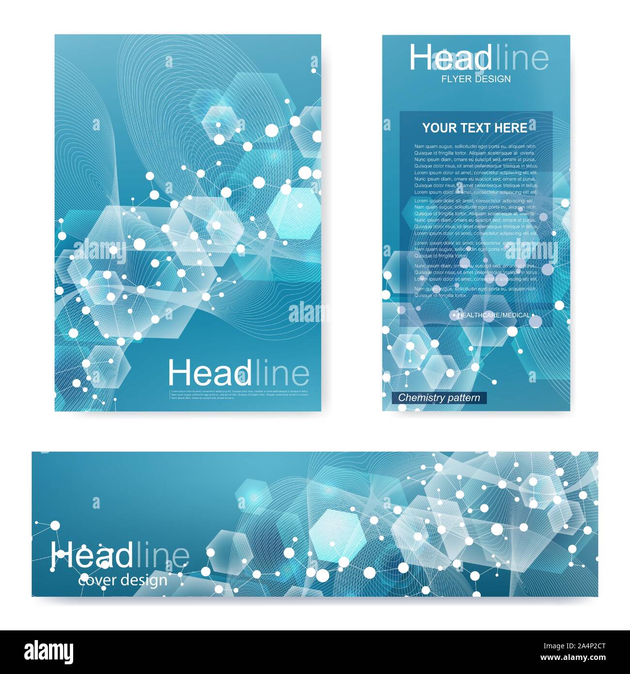 Set flyer, brochure size A4 template,banner. Molecular structure with ...