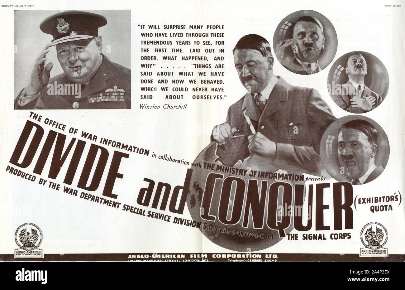 DIVIDE AND CONQUER 1943 directors FRANK CAPRA and ANATOLE LITVAK ...