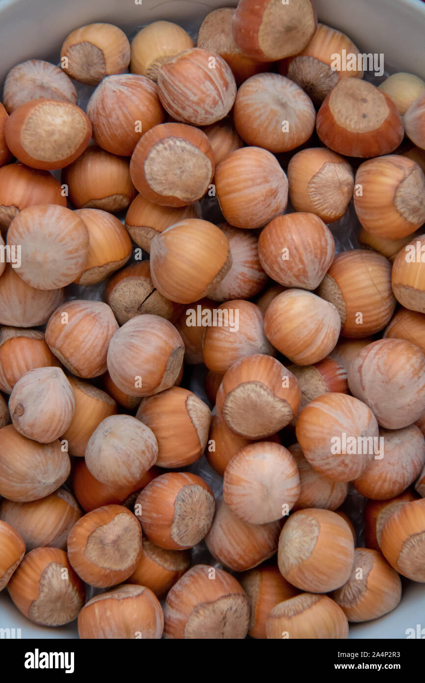 Food background. Hazelnuts texture. Top view . Hazelnut Nut Health ...