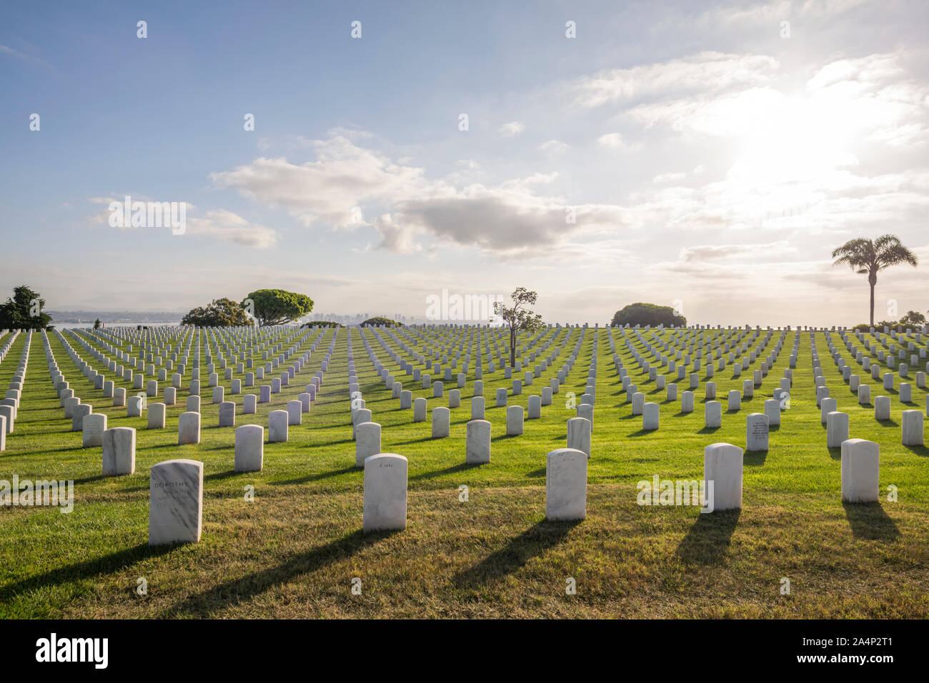 Fort Rosecrans National Cemetery on an October morning. San Diego ...