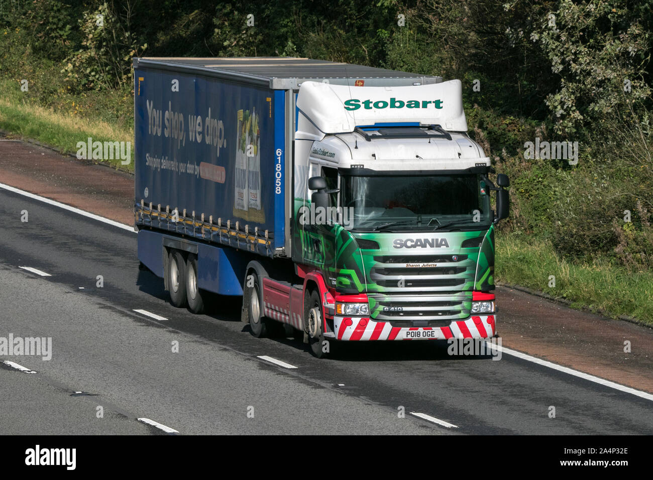 Eddie Stobart haulage scania articulated semi truck traveling on the ...