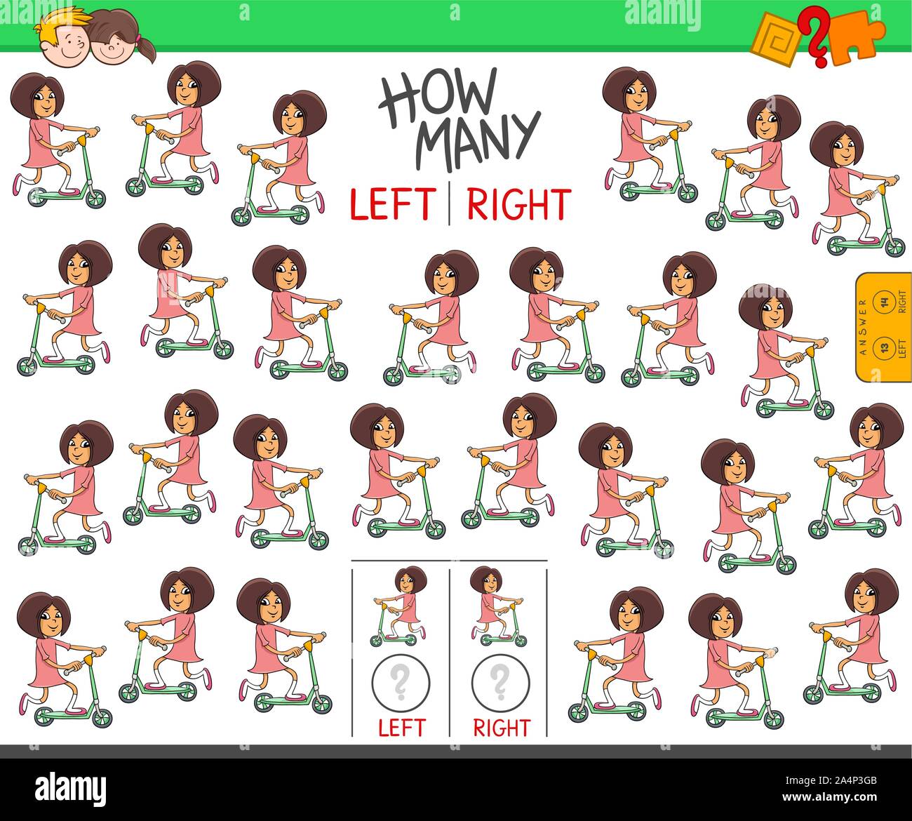 Cartoon Illustration of Educational Task of Counting Left and Right ...