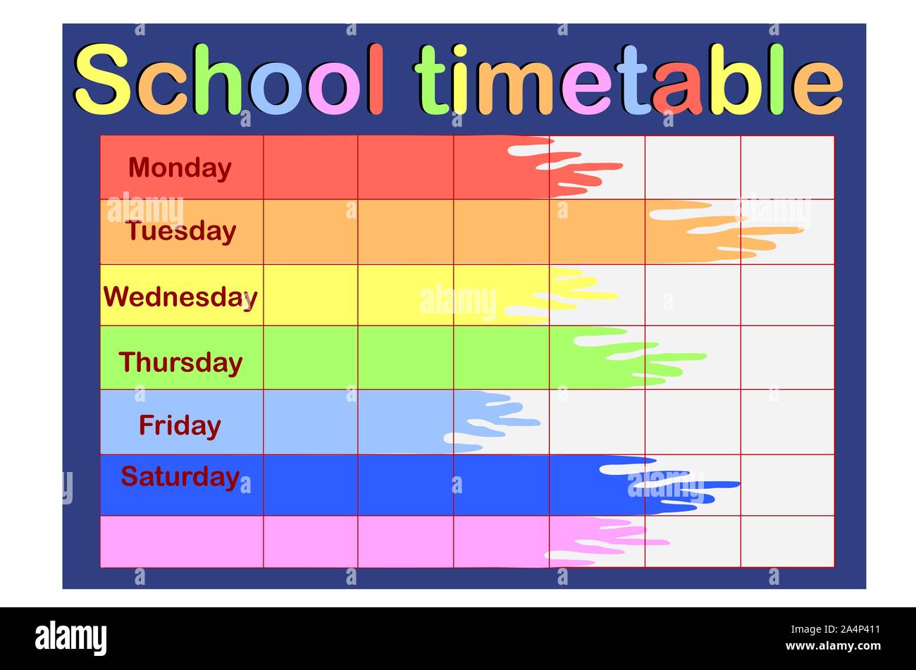 School Timetable, a weekly curriculum design template, scalable graphic ...