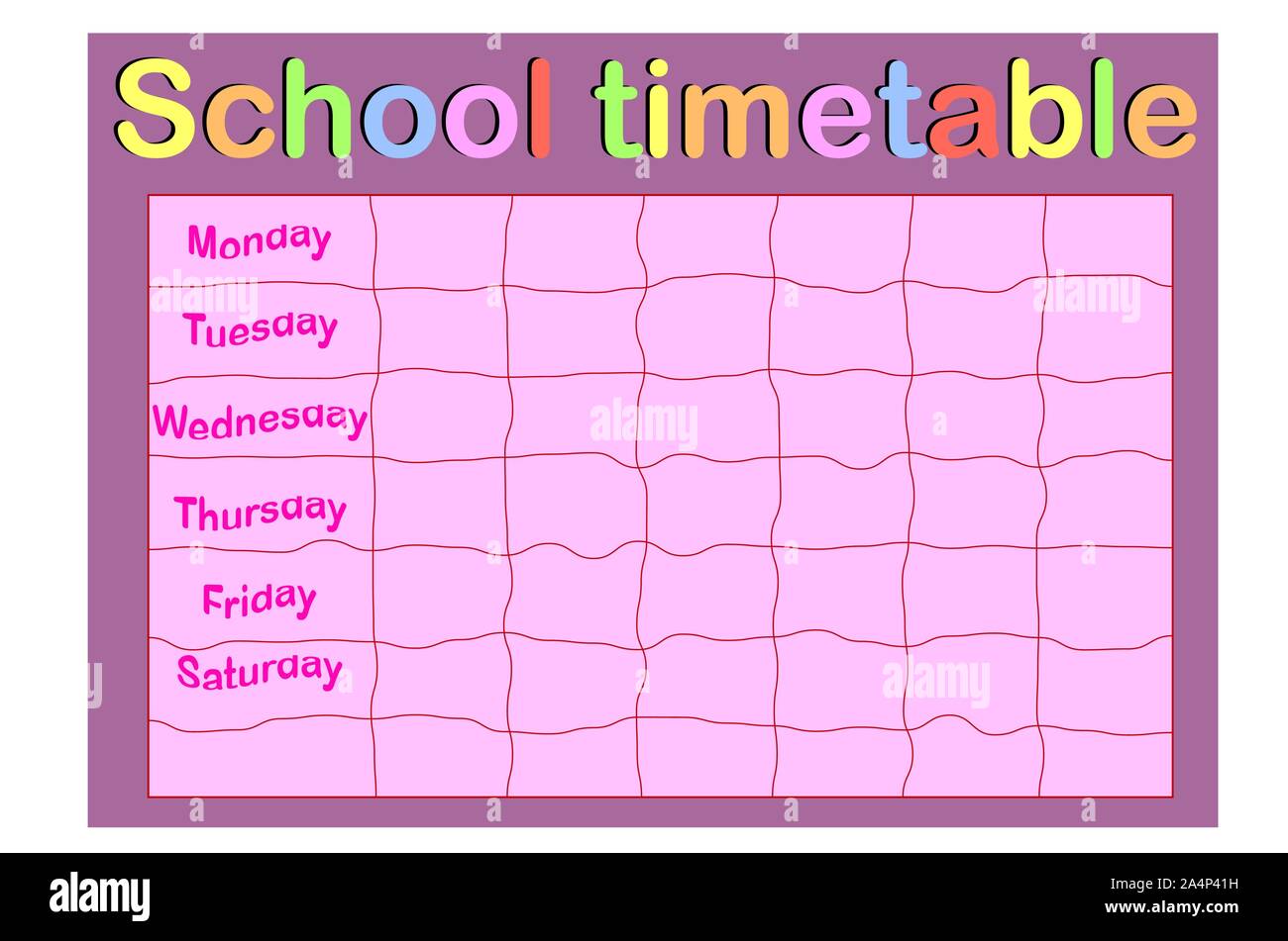 School Timetable, a weekly curriculum design template, scalable graphic ...