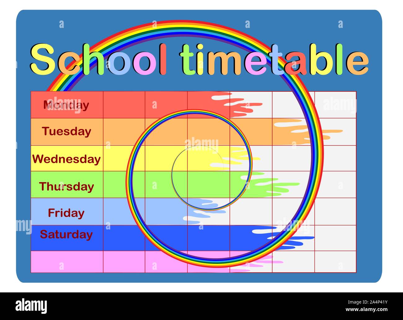 School timetable with paint cans and a rainbow Stock Vector Image & Art ...