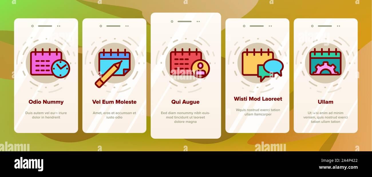 Schedule Onboarding Icons Set Vector Stock Vector Image & Art - Alamy