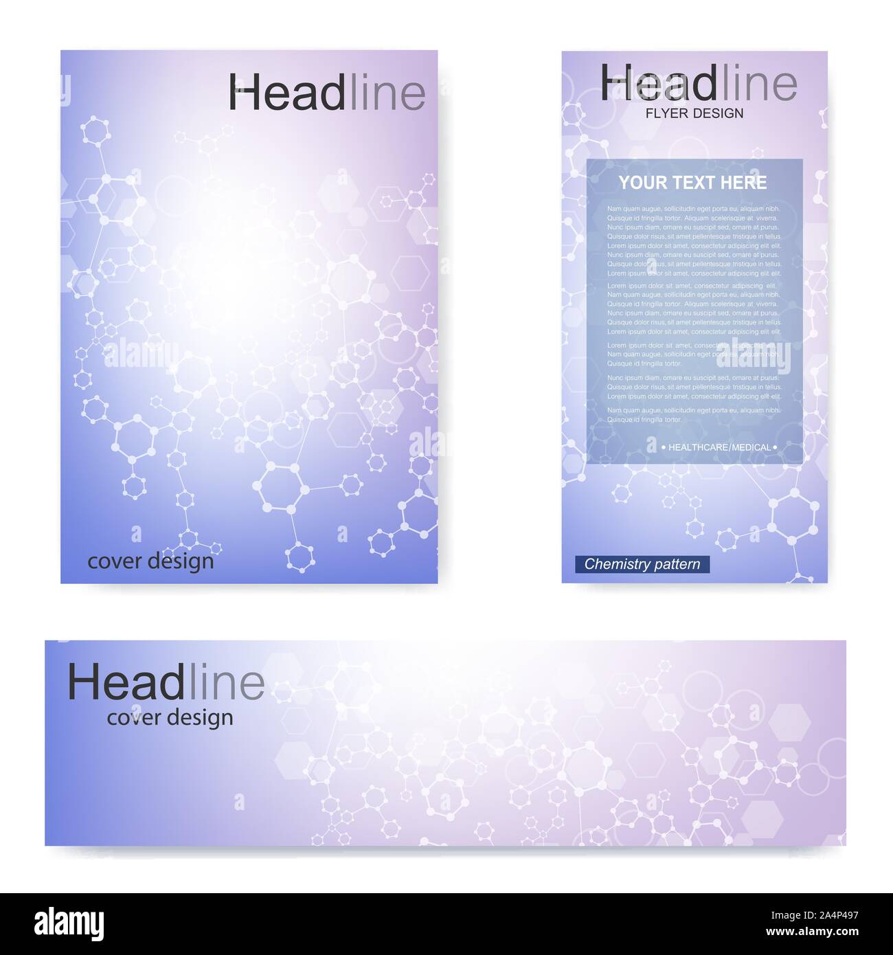 Set flyer, brochure size A4 template,banner. Molecular structure with ...