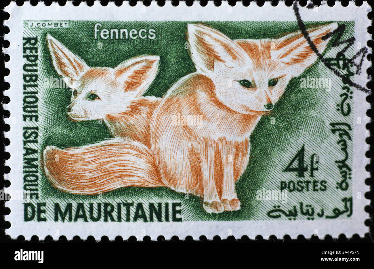 Two Fennec foxes on vintage postage stamp Stock Photo - Alamy