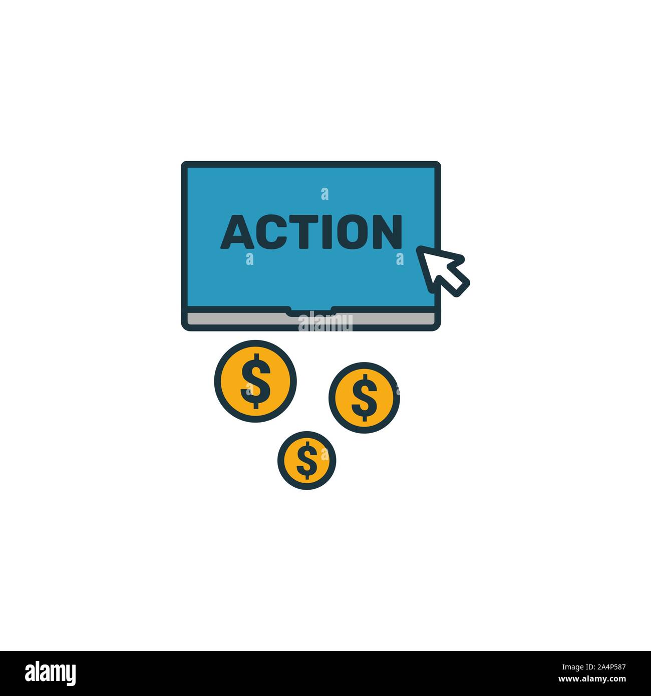 Cost Per Action icon set. Four elements in diferent styles from content ...