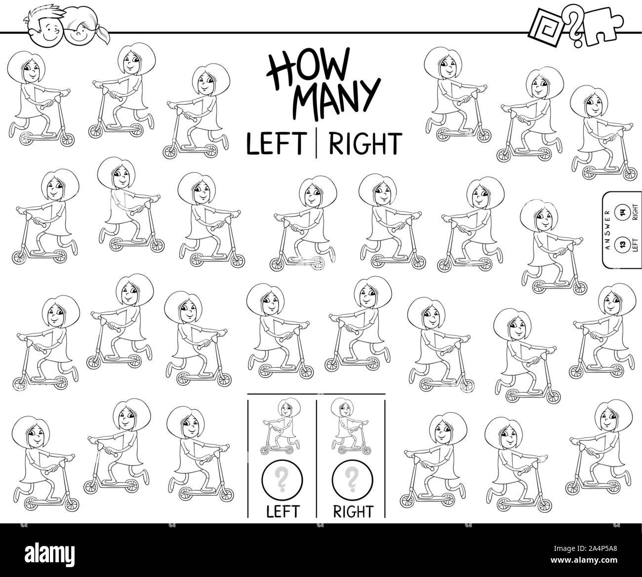 Black and White Cartoon Illustration of Educational Task of Counting ...