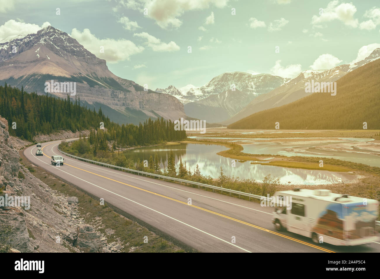 Icefields Parkway, the scenic route in Banff National Park, Alberta ...