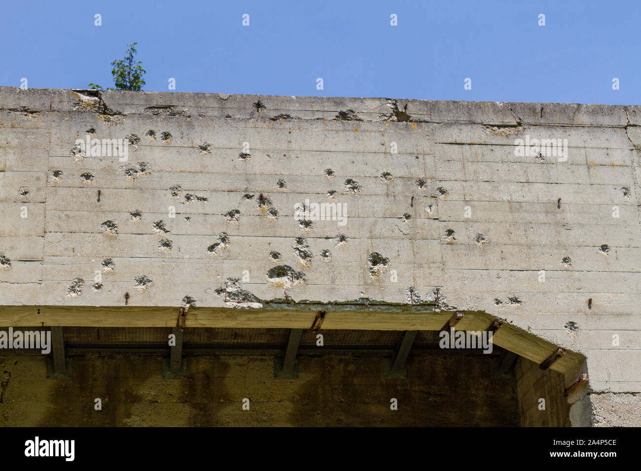 Bullet holes in the former machine gun & pistol shooting stand where ...