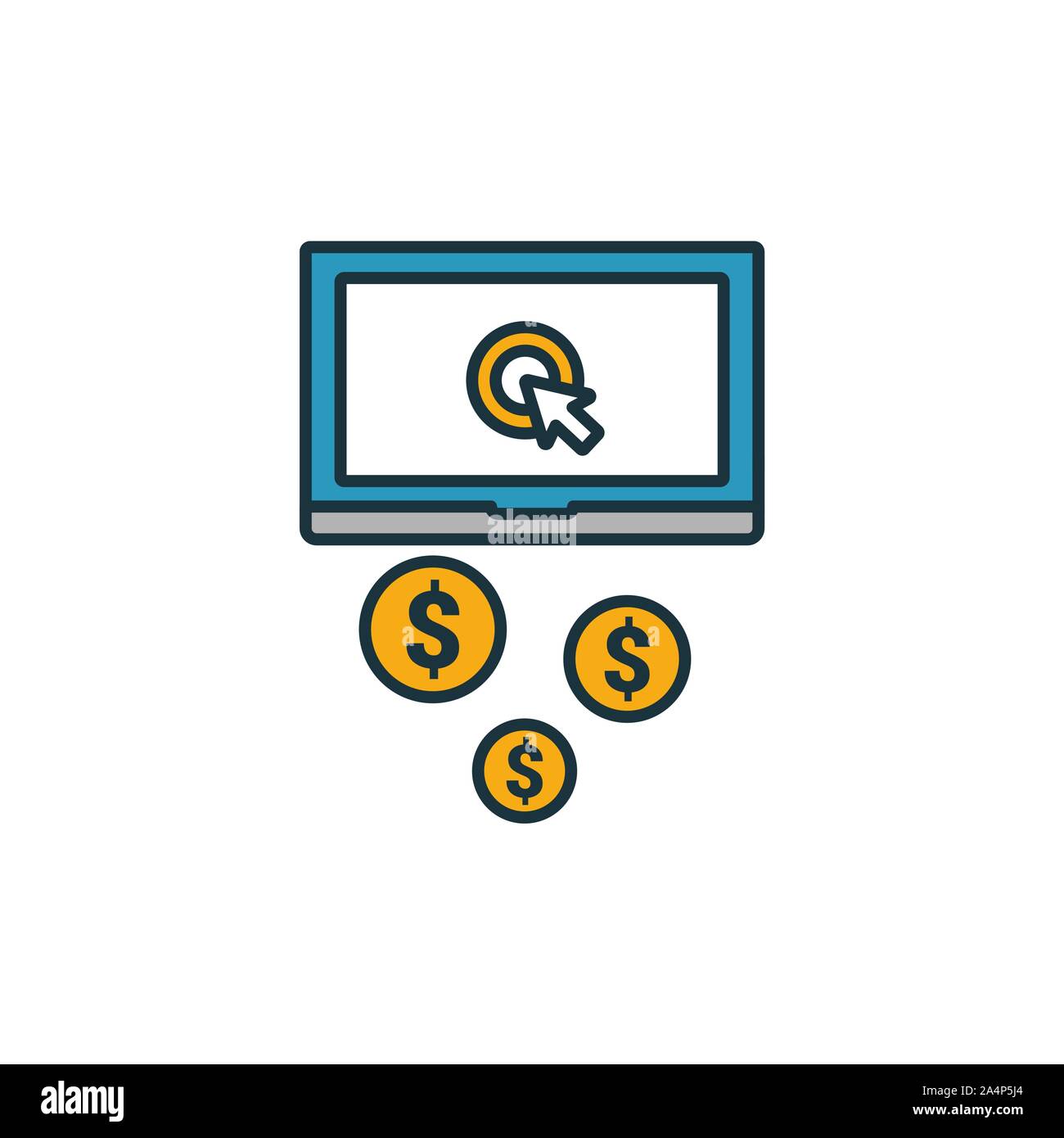 Cost Per Click icon set. Four elements in diferent styles from content ...