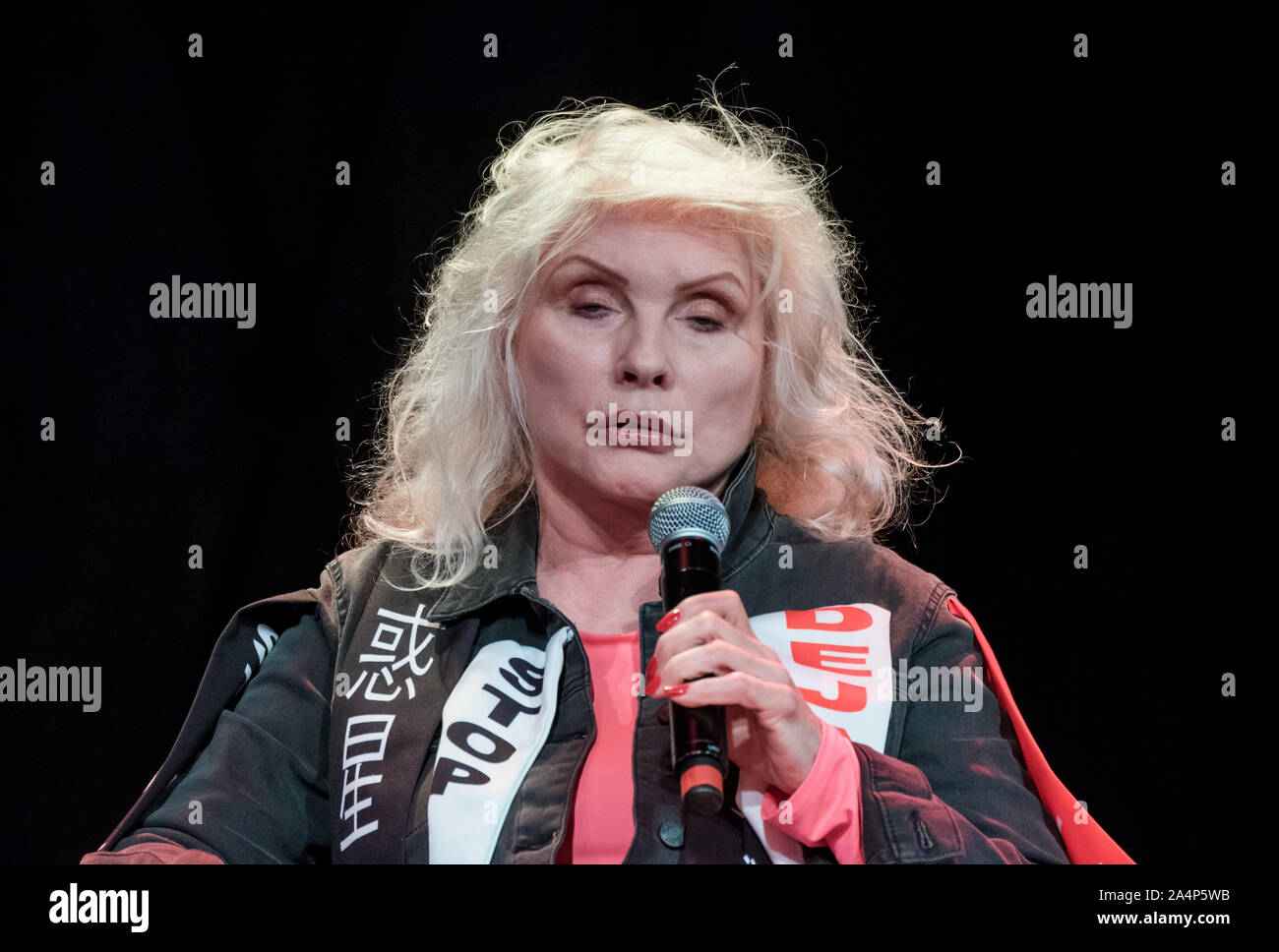 Hamburg, Germany. 15th Oct, 2019. Debbie Harry, singer, speaks during ...