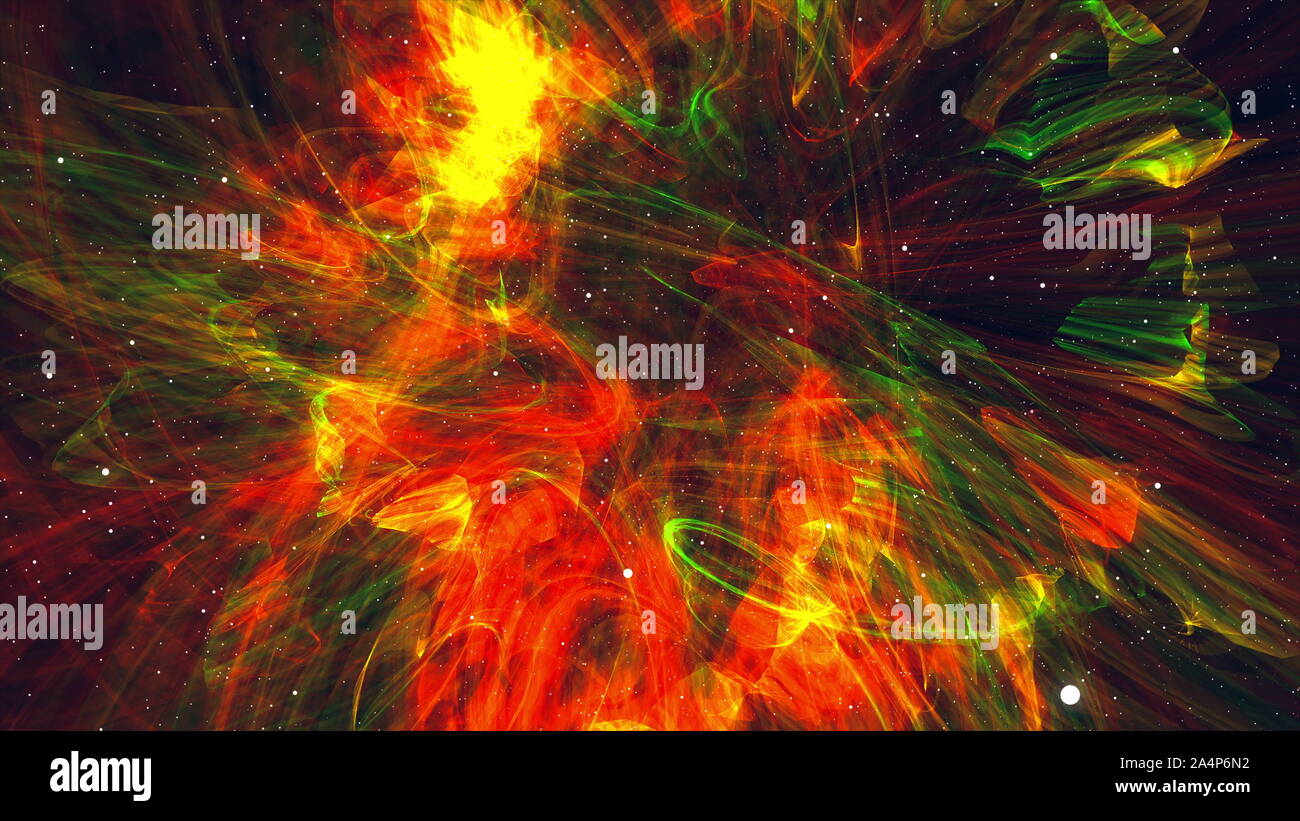 Computer generated colorful space background: spiraling nebula, stars ...