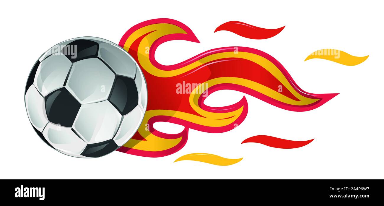 soccer ball on fire with spain flag. illustration Stock Vector Image ...