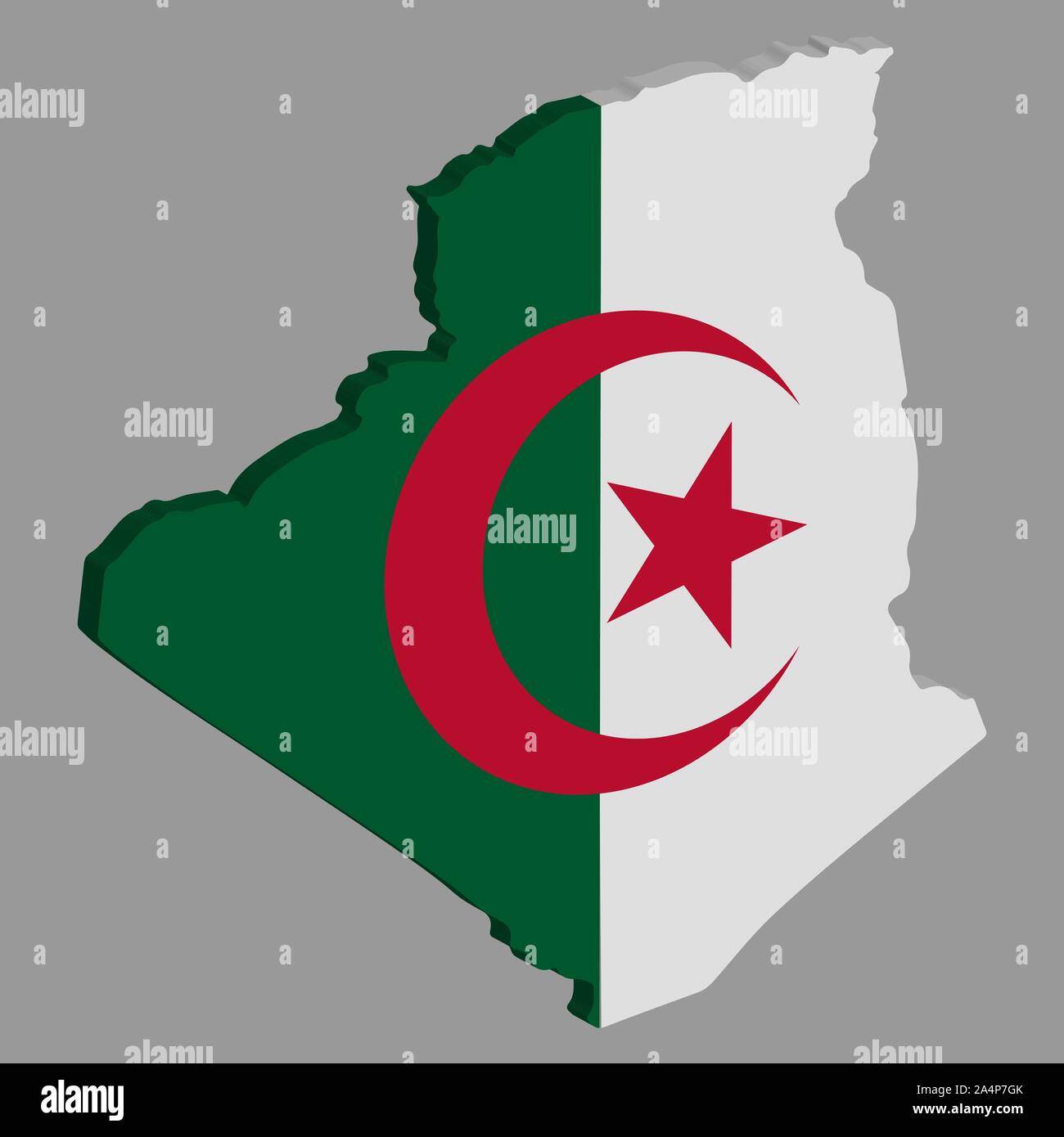 3d Algeria Map Flag Vector In Official Color Vector Illustration Eps