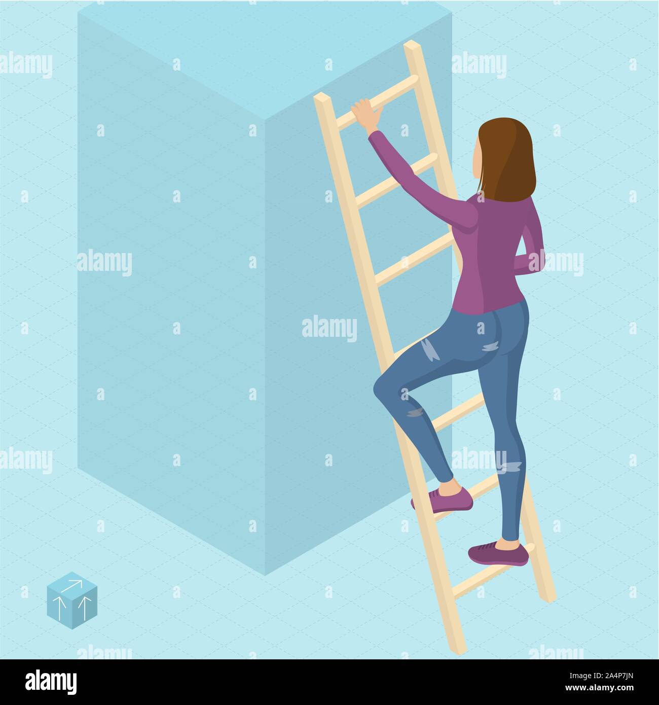 Business woman climbing ladder Stock Vector Images - Alamy